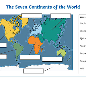 The Seven Continents Labelling Activity Worksheet