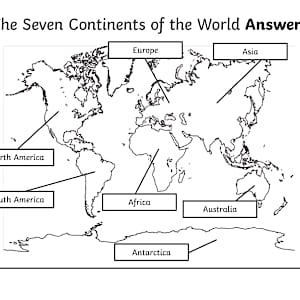 The Seven Continents Labelling Activity Worksheet