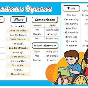 Sentence Opener Word Mat