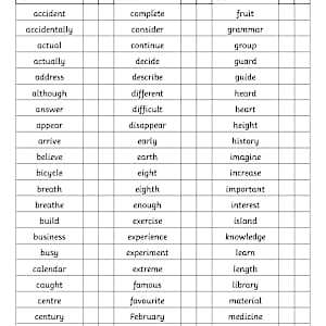 Year 4 and Year 3 Common Exception Words Checklist Pack