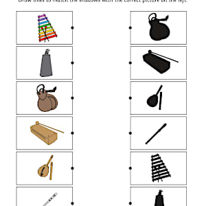 Music Shadow Matching Worksheet | Musical Instruments