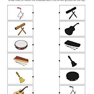 Music Shadow Matching Worksheet | Musical Instruments