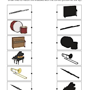 Music Shadow Matching Worksheet | Musical Instruments