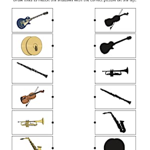 Music Shadow Matching Worksheet | Musical Instruments