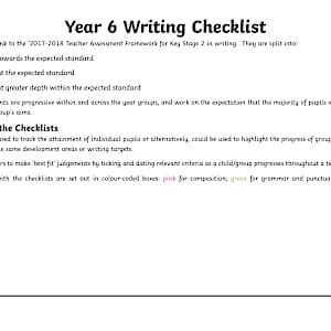 Year 6 Writing Standards Checklist - KS2 Primary Resources