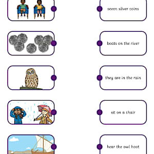 Phase 3 Pictures and Captions Matching Worksheets | Twinkl