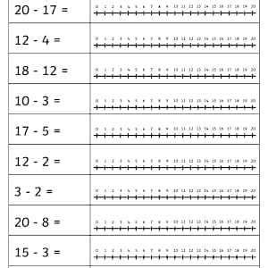 Subtraction Within 20 Number Line Activity Sheets