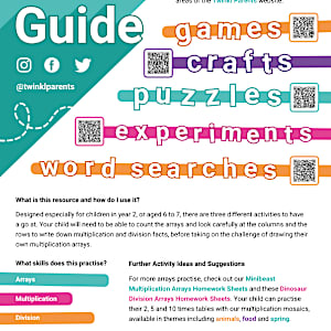 Year 2 Maths Arrays Homework Worksheet