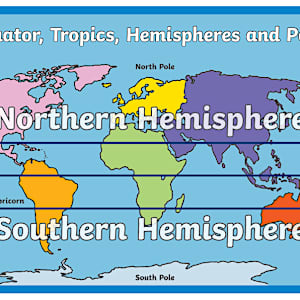 Equator and Hemisphere Map | Twinkl Display Poster