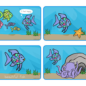 Story Sequencing 4 per A4 to Support Teaching on The Rainbow Fish