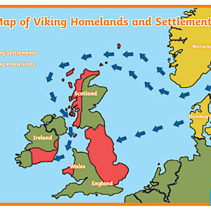 KS2 Viking Invasion Map - Learn where the Vikings came from