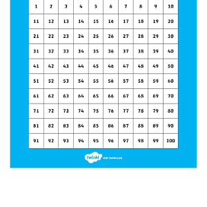100 square grid | Easy to print | Twinkl