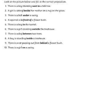 Prepositions I Spy in the Park Worksheets