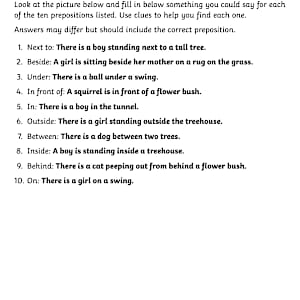 Prepositions I Spy in the Park Worksheets
