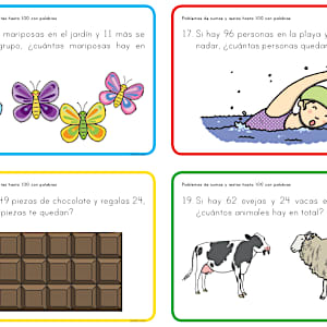 Tarjetas de desafío: Problemas de sumas y restas - Matemáticas- Guía de