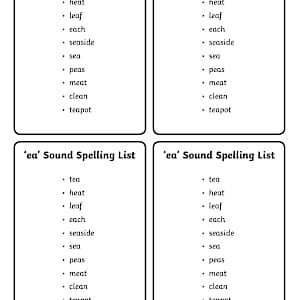 ‘Ea’ Words List - English - Phonics