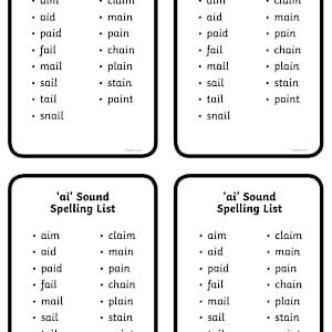 ‘ai’ Sound Words List - Phonics Spelling List - Twinkl