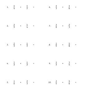 KS2 Multiplying Fractions Worksheet – Practice Questions