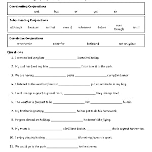 Conjunction Worksheets | Connectors Exercise | Primary
