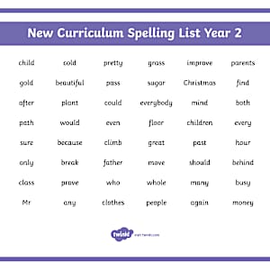 Common Exception Words | Year 2 National Curriculum