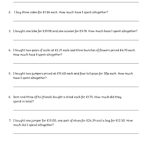 KS2 Maths Money Problems Worksheets - Primary Resource