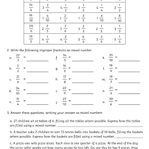 Improper Fractions Worksheet for Upper Elementary Students