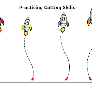 Space-Themed Scissor Skills Worksheet / Worksheet Pack