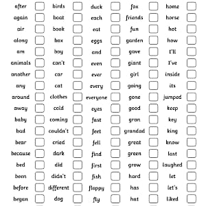 200 High Frequency Words Checklist - Word Recognition