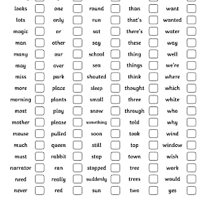 200 High Frequency Words Checklist - Word Recognition