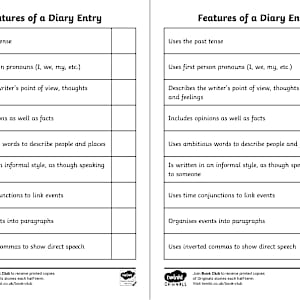 Features of a Diary Writing Entry Checklist | Twinkl