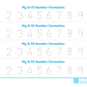 Number Formation Tracing Strips From 0 to 10 for KS1
