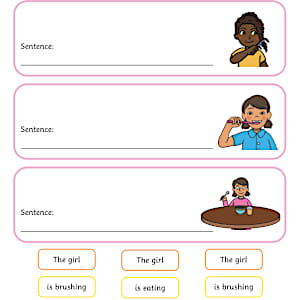 Who? Doing What? What? - Colourful Semantics Cut-Up Sentences Worksheet
