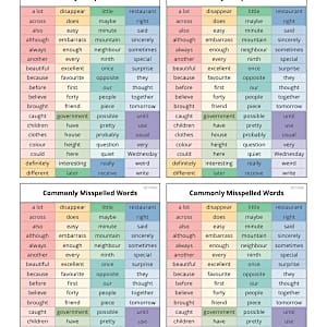 Commonly Misspelled Words KS3 Reference Sheet | Beyond
