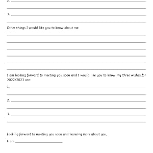 Letter to My New Teacher 2022