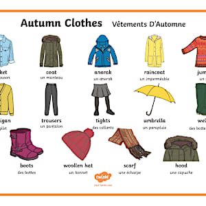 👉 (KS2) Four Seasons Clothes Word Mat Pack English/French