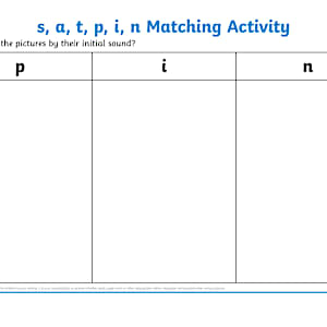 s, a, t, p, i, n Initial Sounds Sorting Cutting Skills