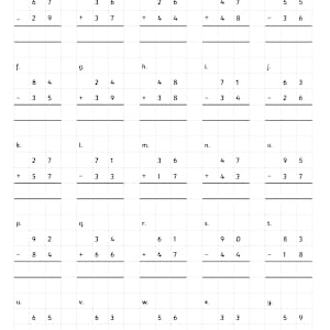 2-Digit Column Addition and Subtraction Worksheet - Twinkl