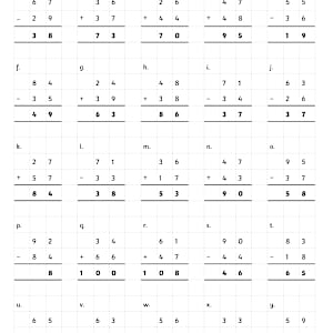 2-Digit Column Addition and Subtraction Worksheet - Twinkl