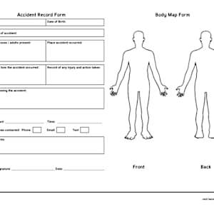 Adult Body Map Template Accident Form Sheet | Twinkl