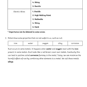 Properties of Metals Worksheet - Grade 5 - South Africa