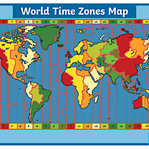 Time Zones Map - Geography - KS2 - Twinkl
