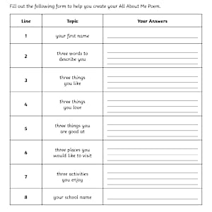 All About Me Poetry Template | Back to School | Twinkl USA
