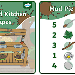 Mud Kitchen Recipe Cards | Mud Kitchen Recipes | Twinkl