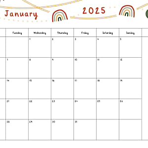 Muted Rainbow | 2025-2026 Month at a Glance Calendar