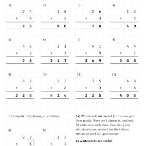 2-Digit by 1 Digit Multiplication Worksheets | Twinkl USA