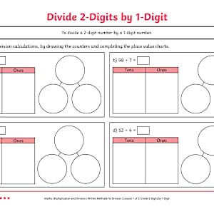 👉 Divide 2-Digits by 1-Digit Maths Activity Sheets