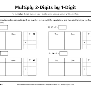 👉 Multiply 2-Digits by 1-Digit Activity Sheets