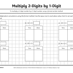 👉 Multiply 2-Digits by 1-Digit Activity Sheets