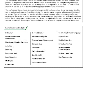 Professional Discussion - Early Years (Level 3) Apprenticeship