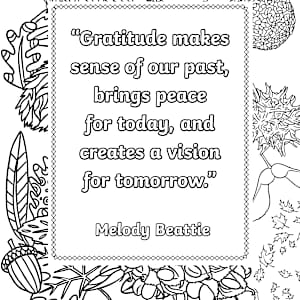 Fall Gratitude Quotes Coloring Pages for Kids | Twinkl USA